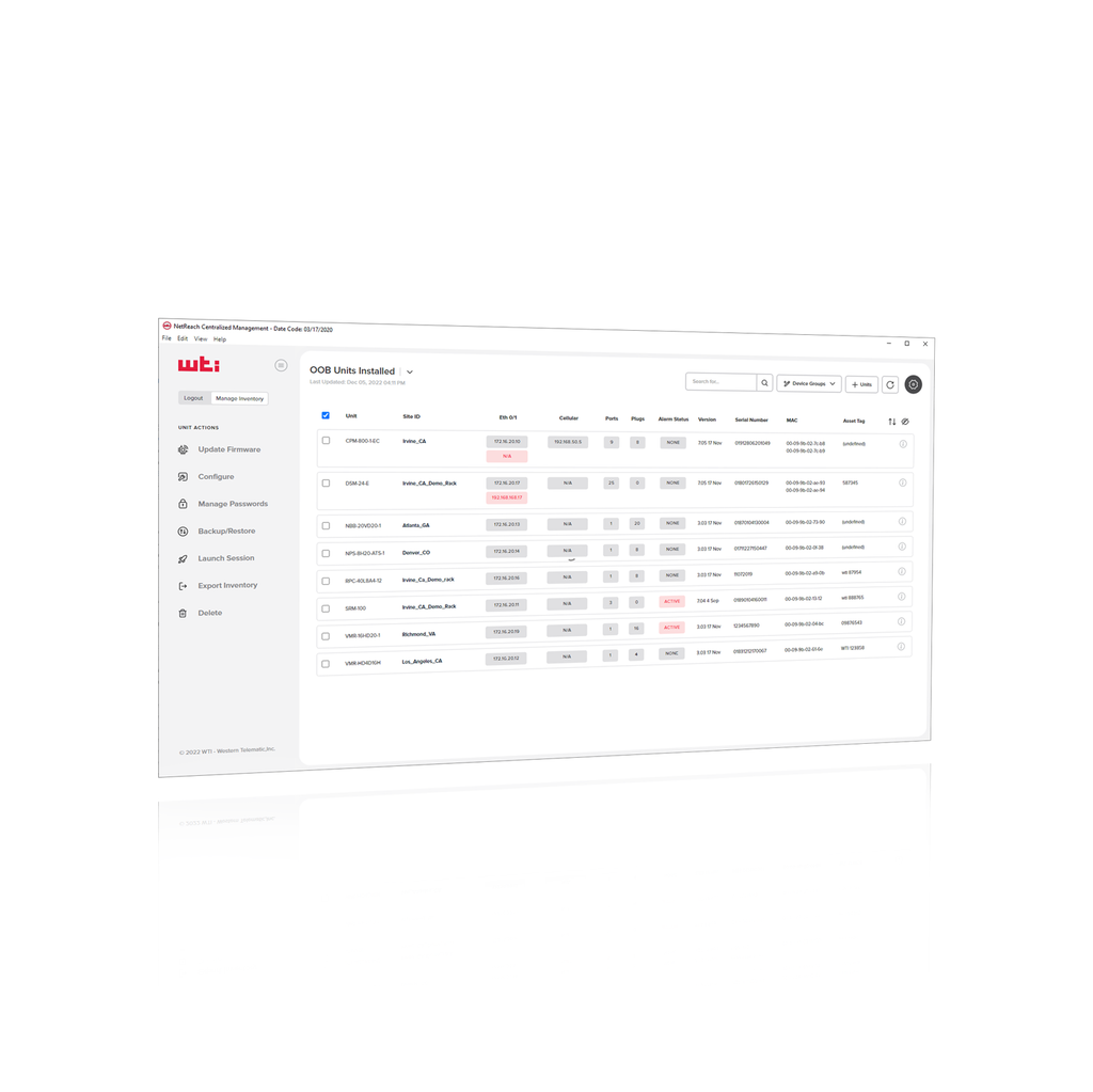 NetReach® Centralized Management for Desktop | WTI - Western Telematic ...